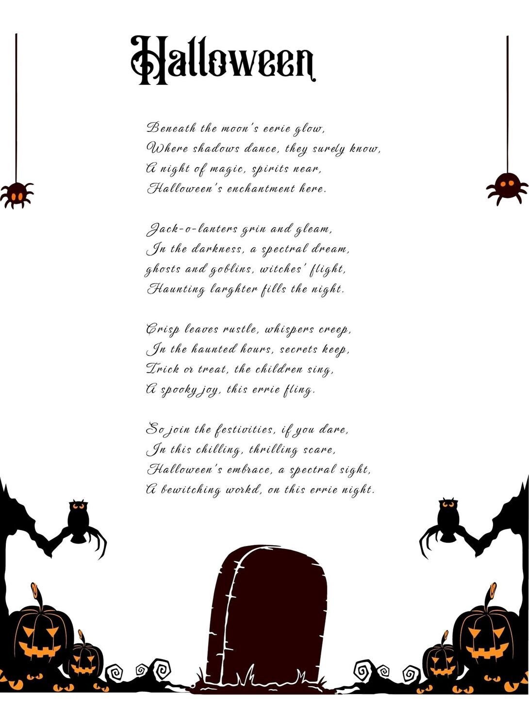 Printable Halloween Poem Wall Art - Etsy
