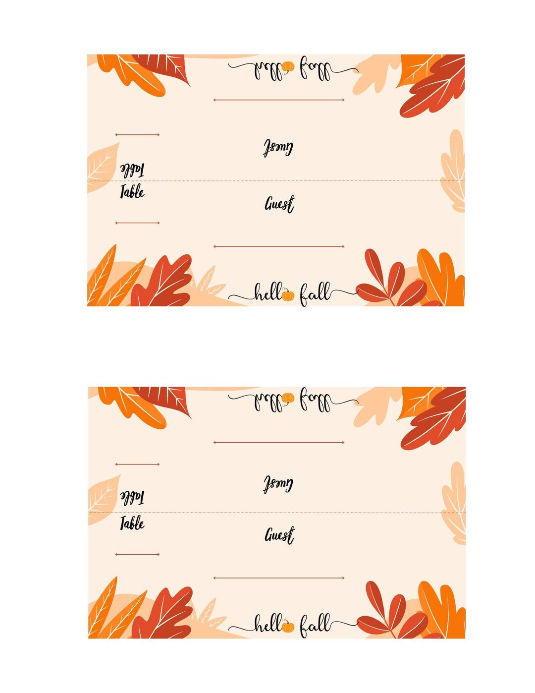 Printable Fall Table Guest Lable 6x4 Landscape - Etsy
