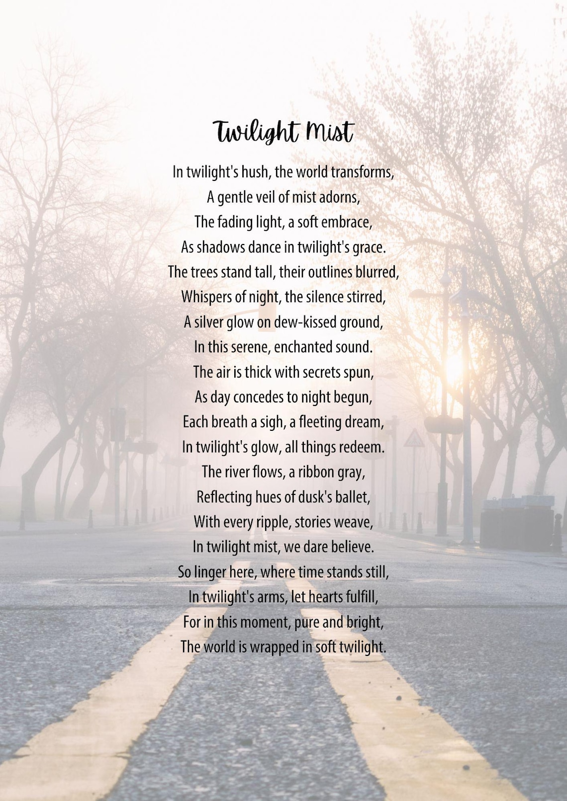 Twilight Mist Poem - Etsy