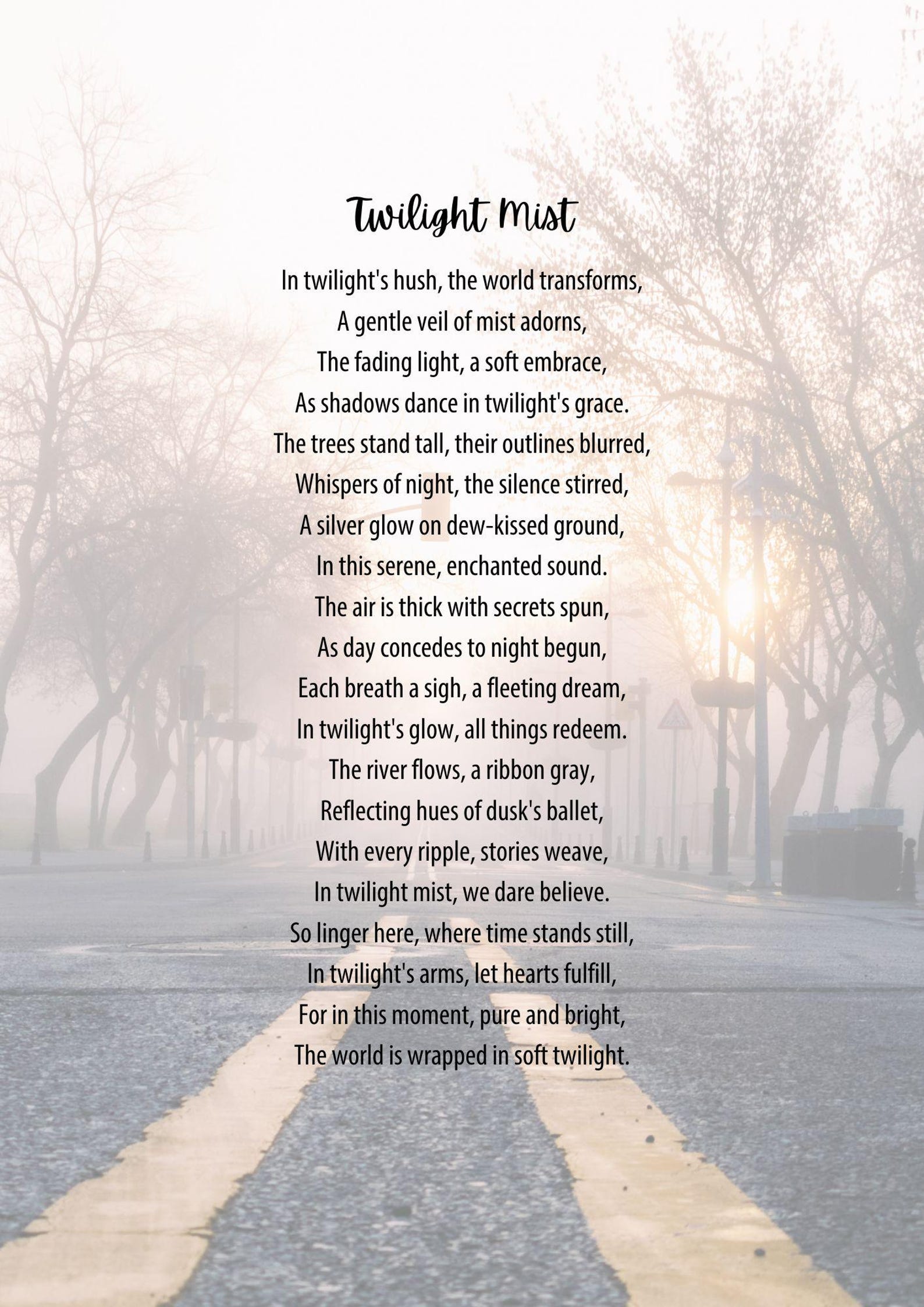 Twilight Mist Poem - Etsy