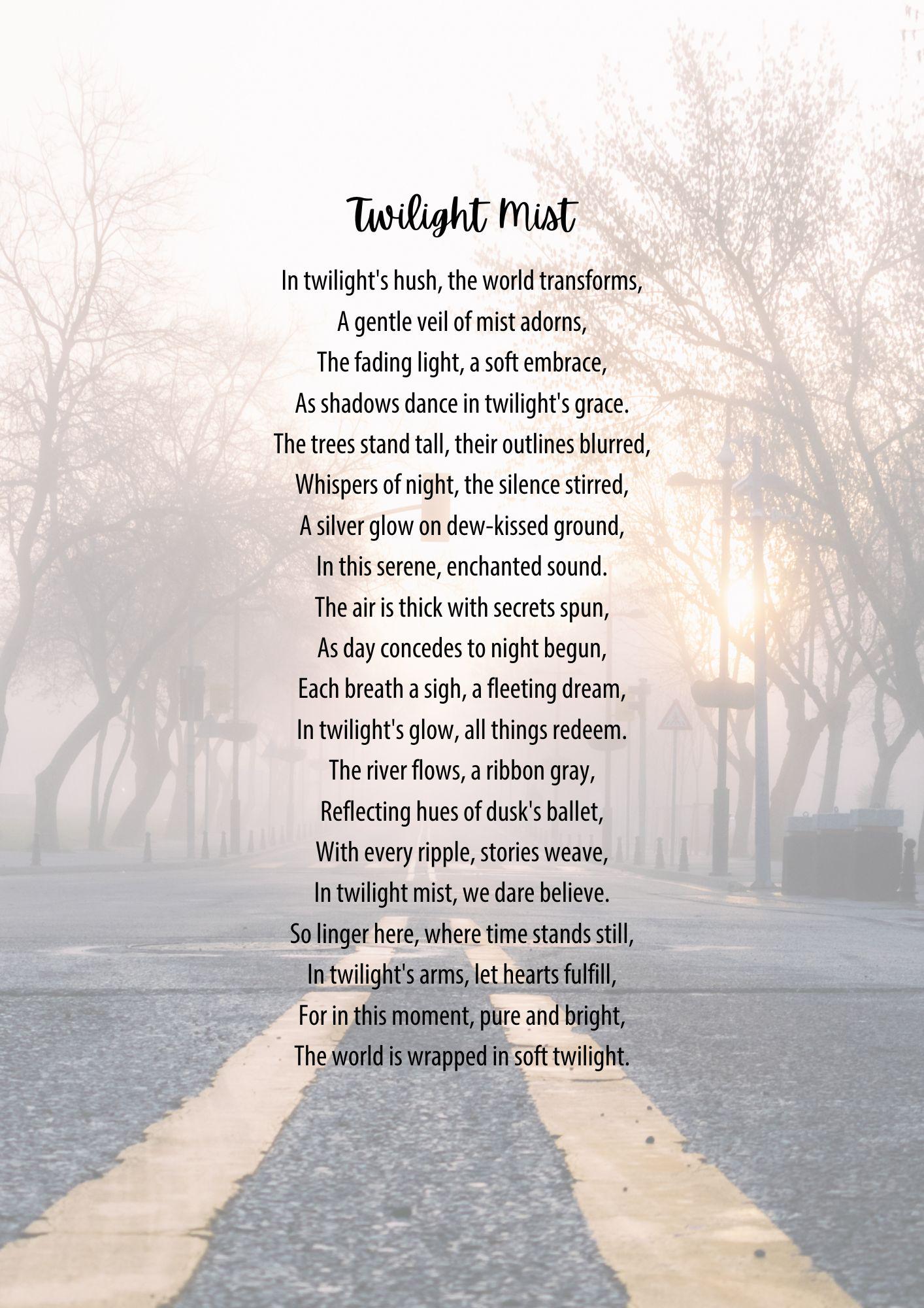 Twilight Mist Poem - Etsy