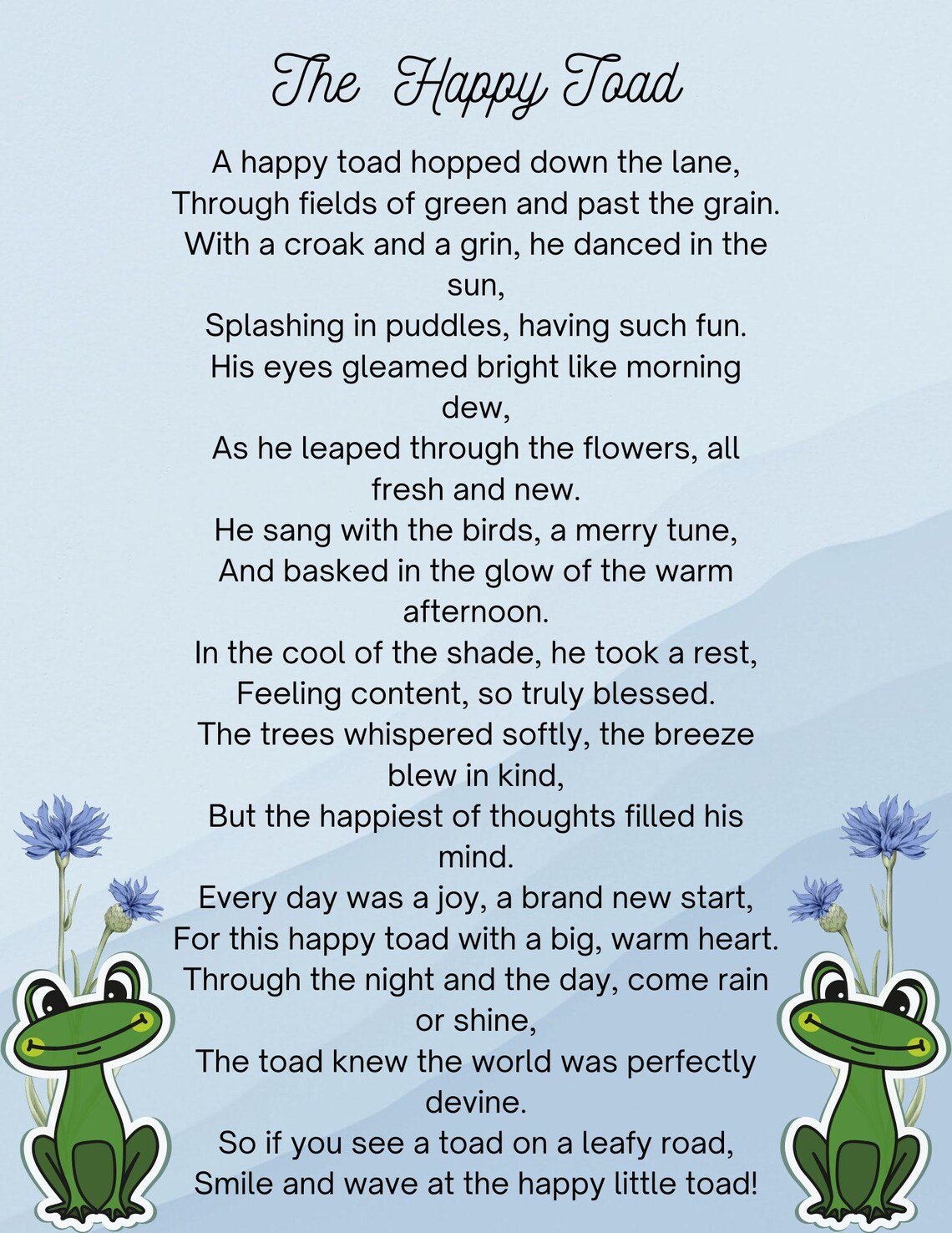 The Happy Toad Poem 8.5x11, 8.5x14 and A4 Options - Etsy