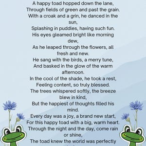 The Happy Toad Poem 8.5x11, 8.5x14 and A4 Options - Etsy