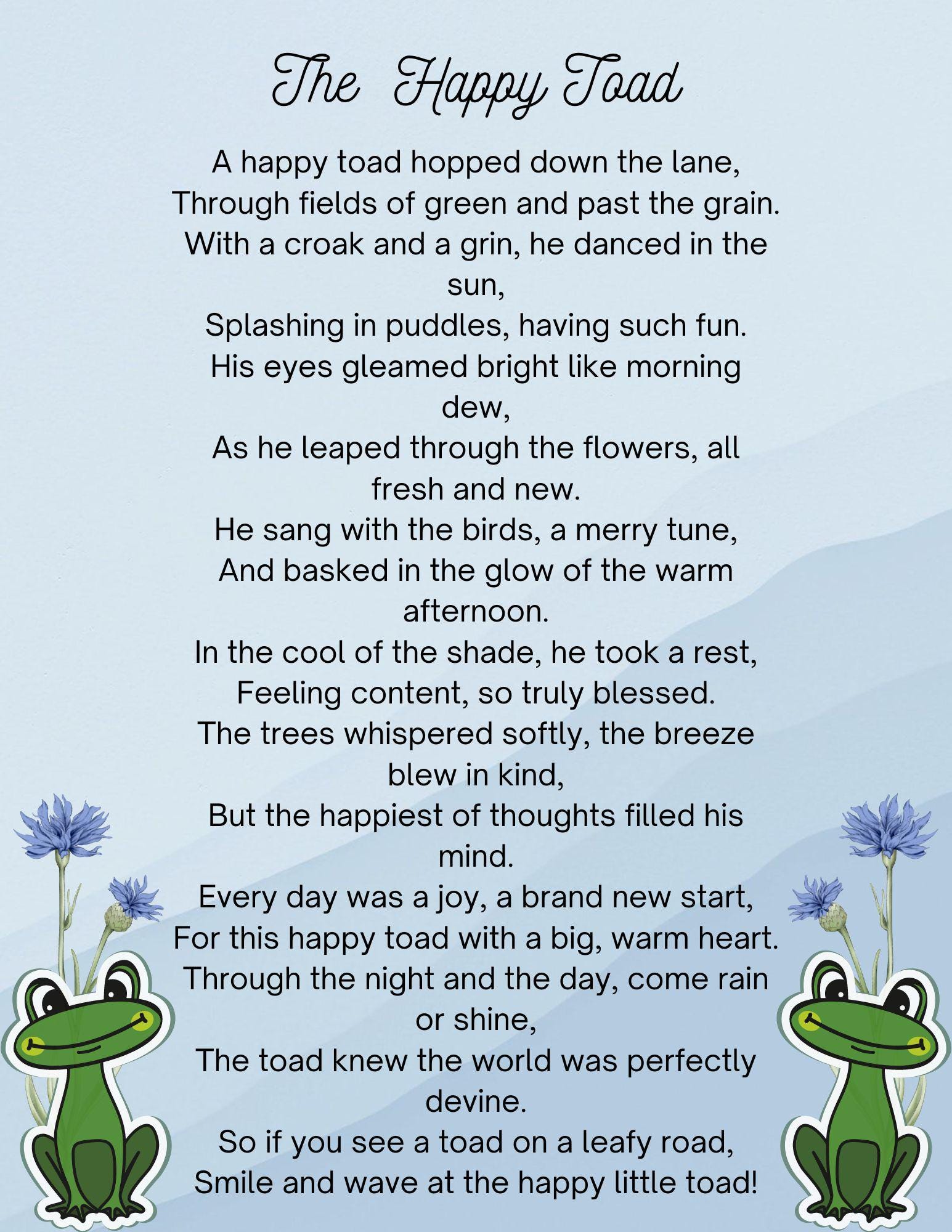 The Happy Toad Poem 8.5x11, 8.5x14 and A4 Options - Etsy