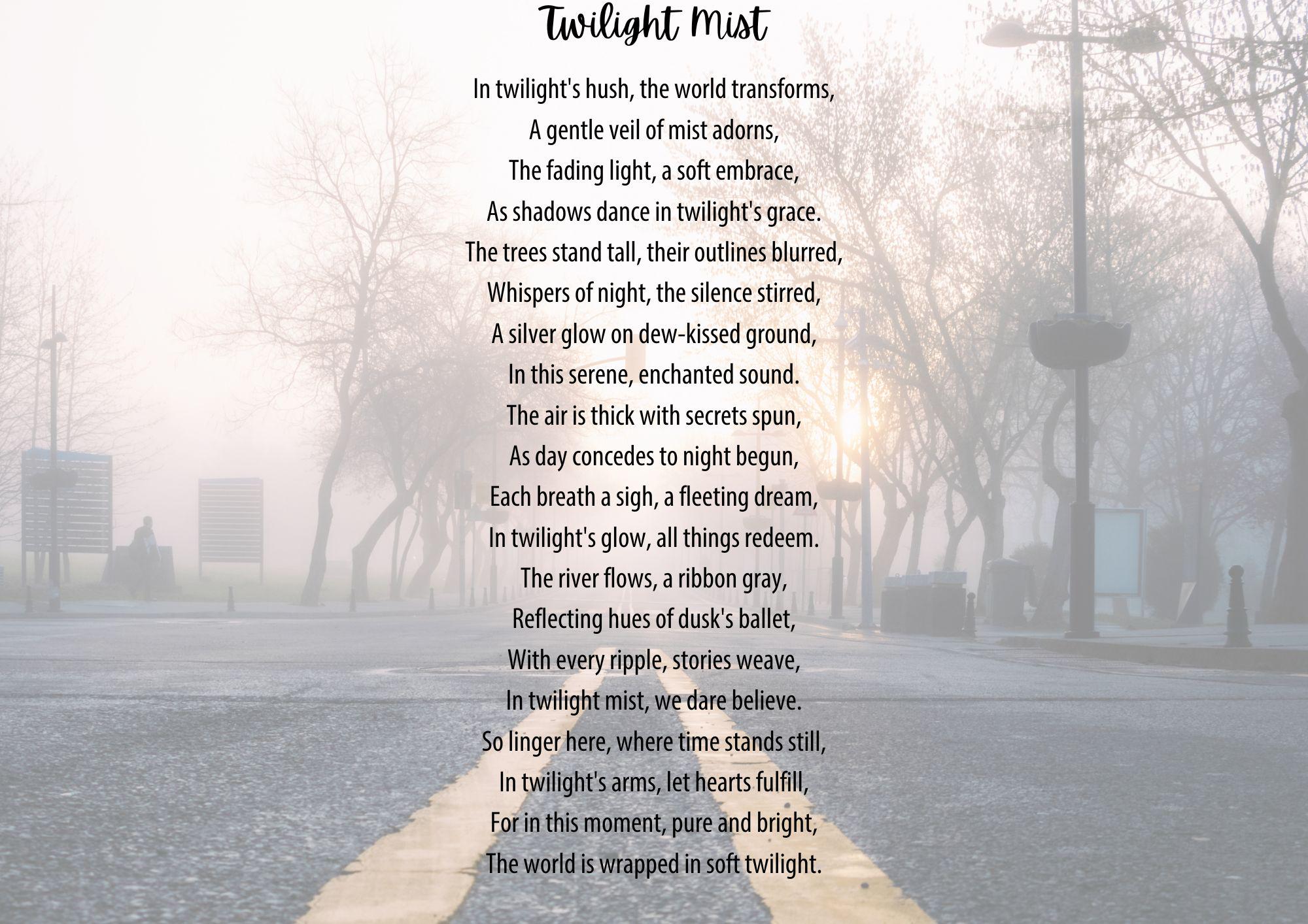 Twilight Mist Poem - Etsy