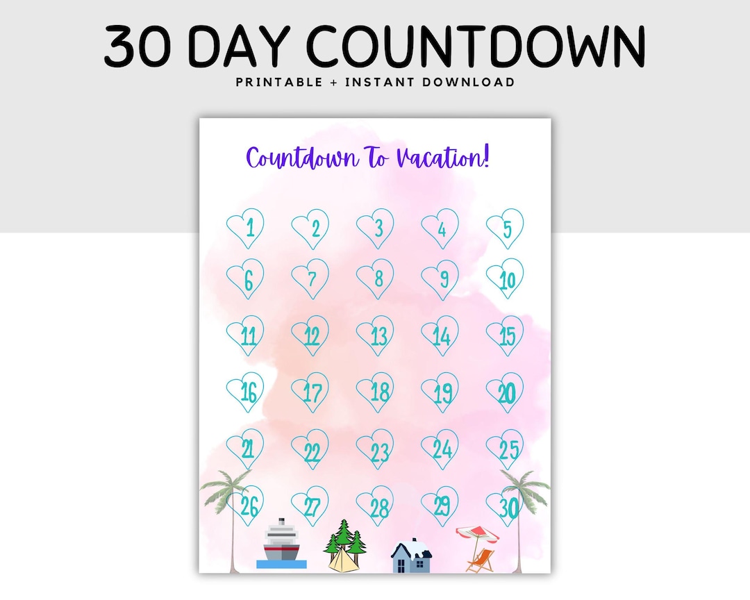 Countdown to Vacation 8.5x11 Inch, 8.5x14 Inch Printable - Etsy