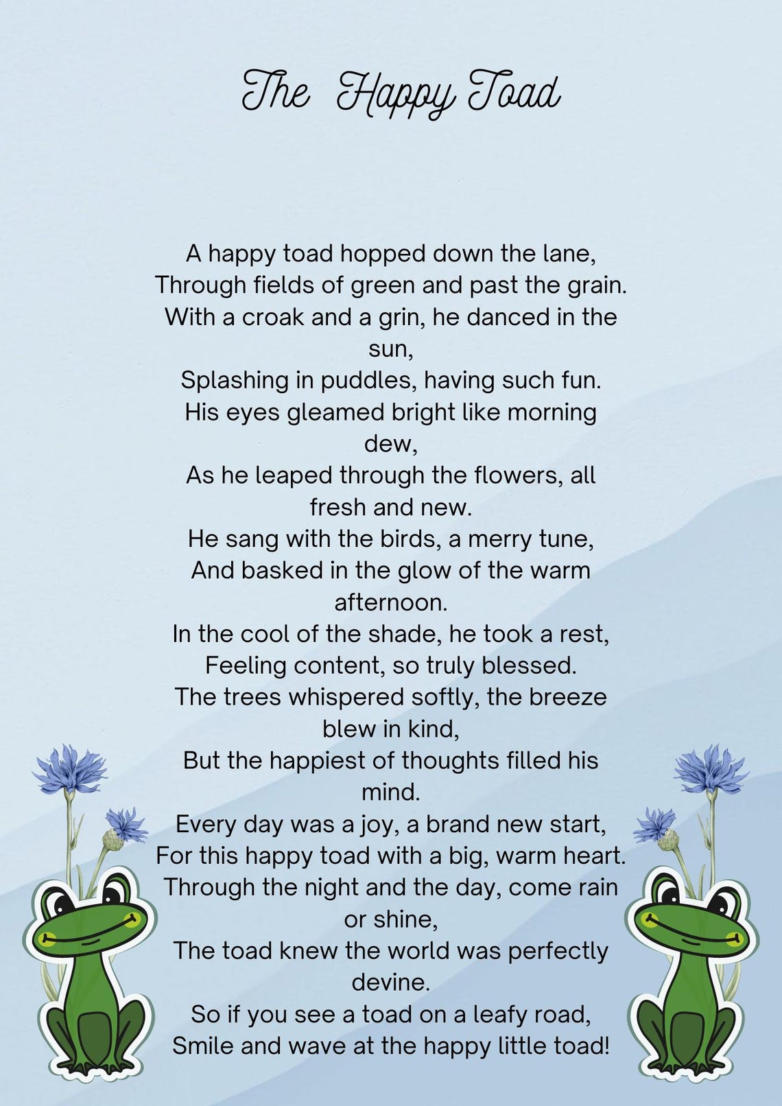 The Happy Toad Poem 8.5x11, 8.5x14 and A4 Options - Etsy