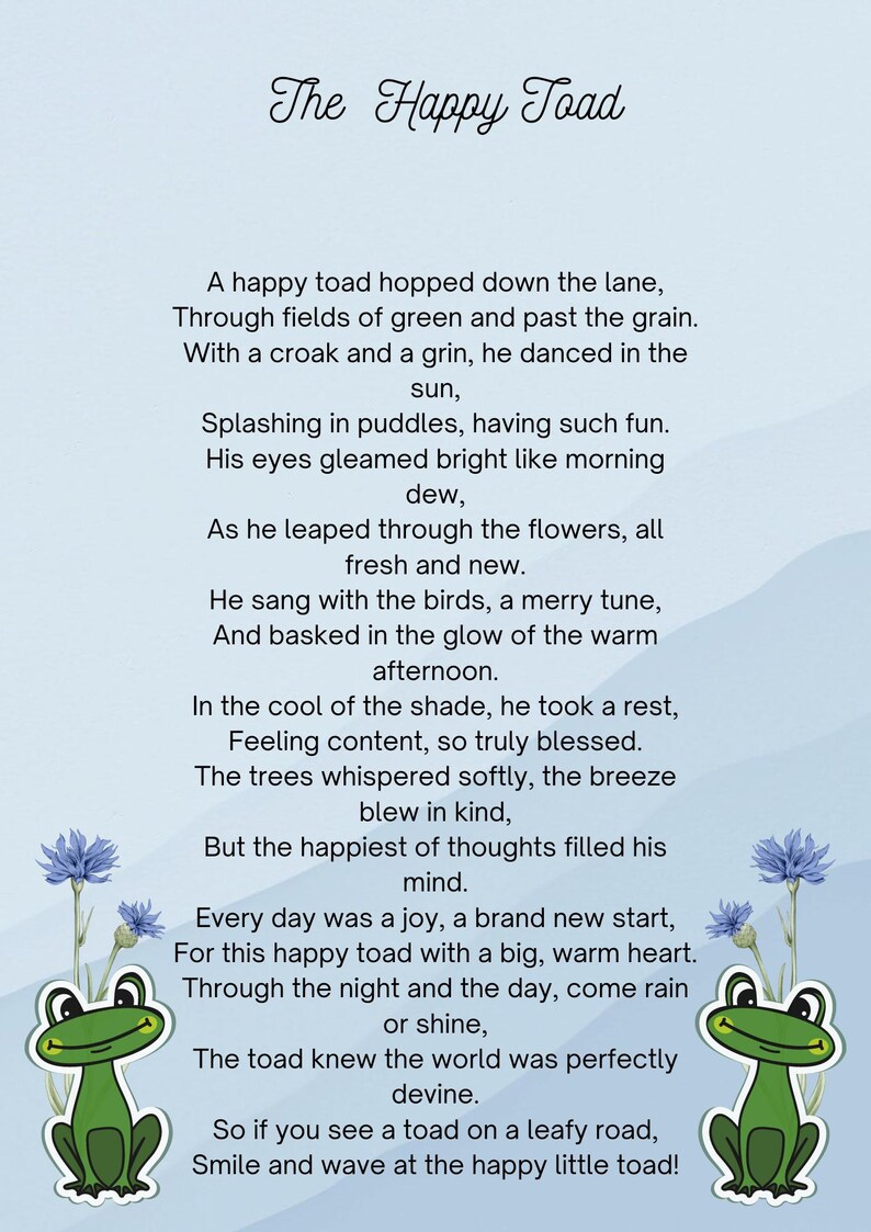 The Happy Toad Poem 8.5x11, 8.5x14 and A4 Options - Etsy
