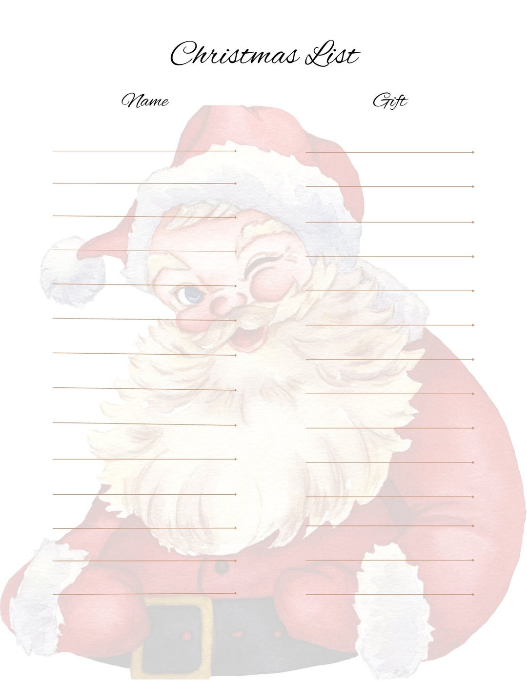 Printable Christmas List Keeper 8.5 X 11 - Etsy