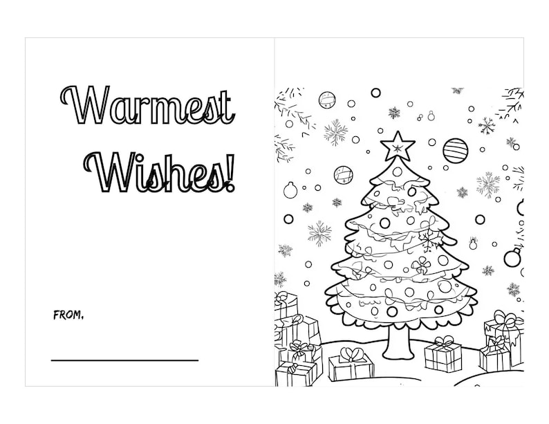 Christmas Coloring Cards Set of 5 - Etsy