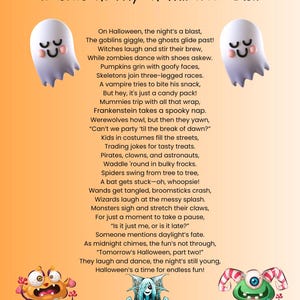 Monsters at Play Halloween Printable Poem 8.5x11 & A5 Sizes - Etsy