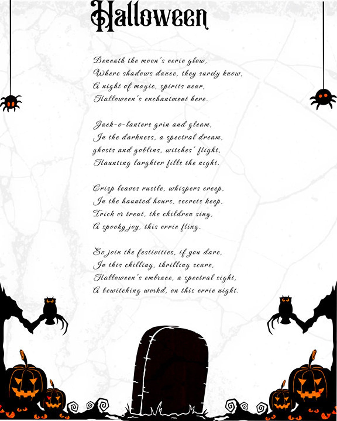 Printable Halloween Poem Wall Art - Etsy