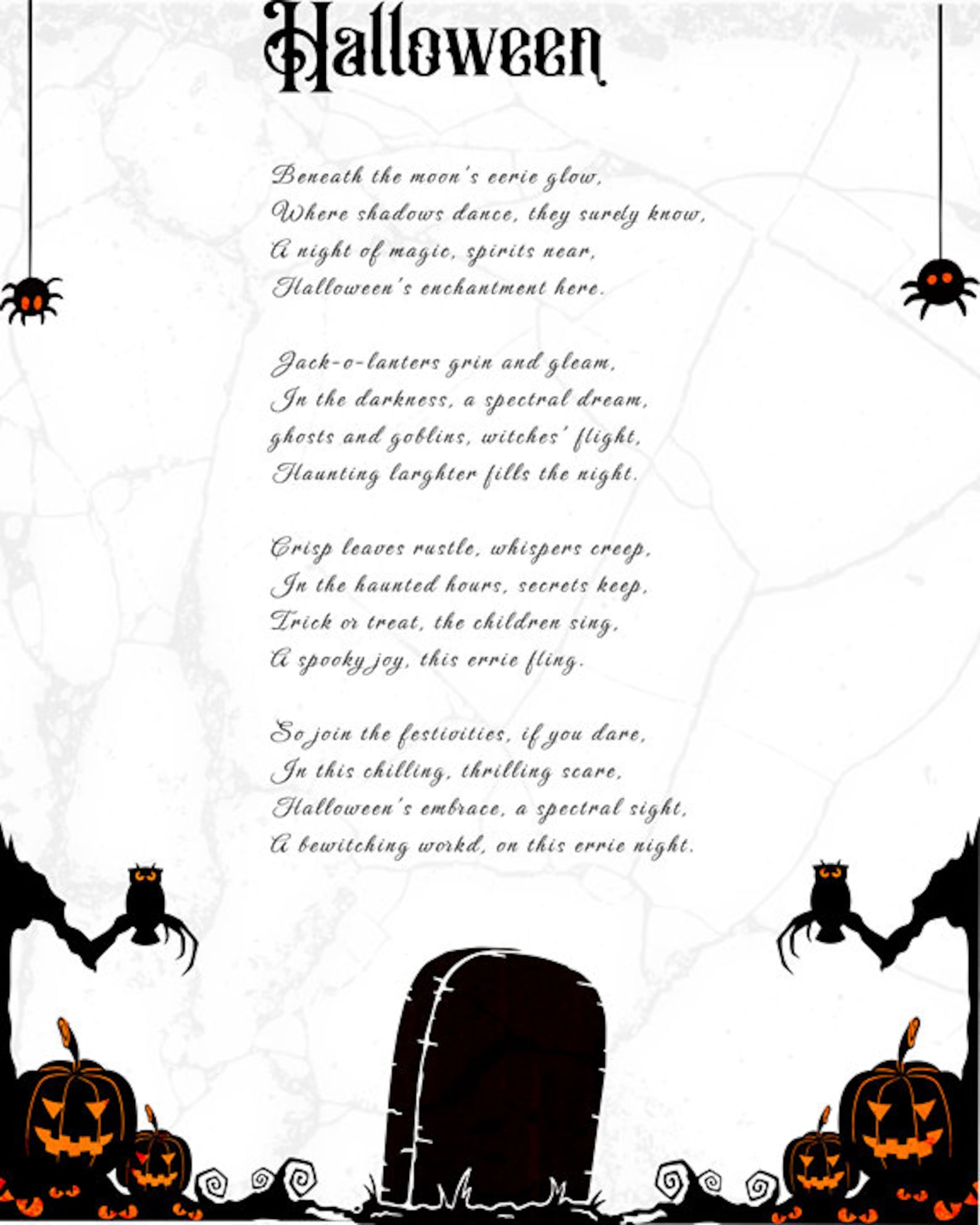 Printable Halloween Poem Wall Art - Etsy