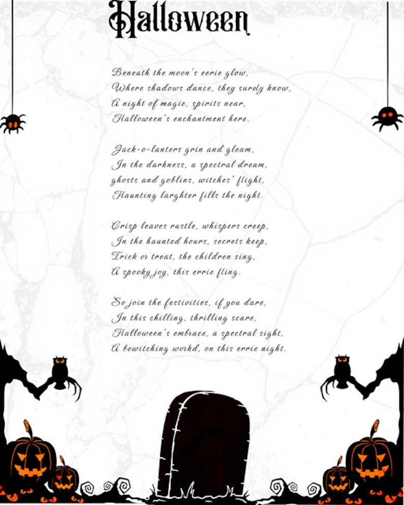 Printable Halloween Poem Wall Art - Etsy