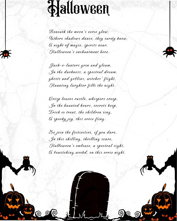 Printable Halloween Poem Wall Art - Etsy