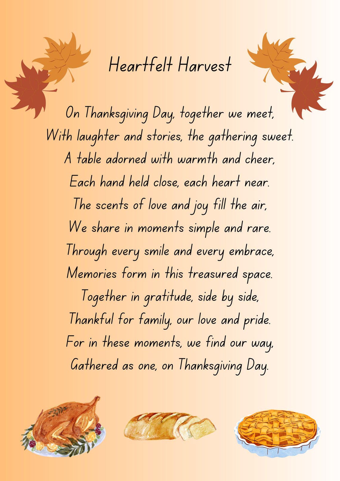 Heartfelt Harvest Thanksgiving Poem - Etsy