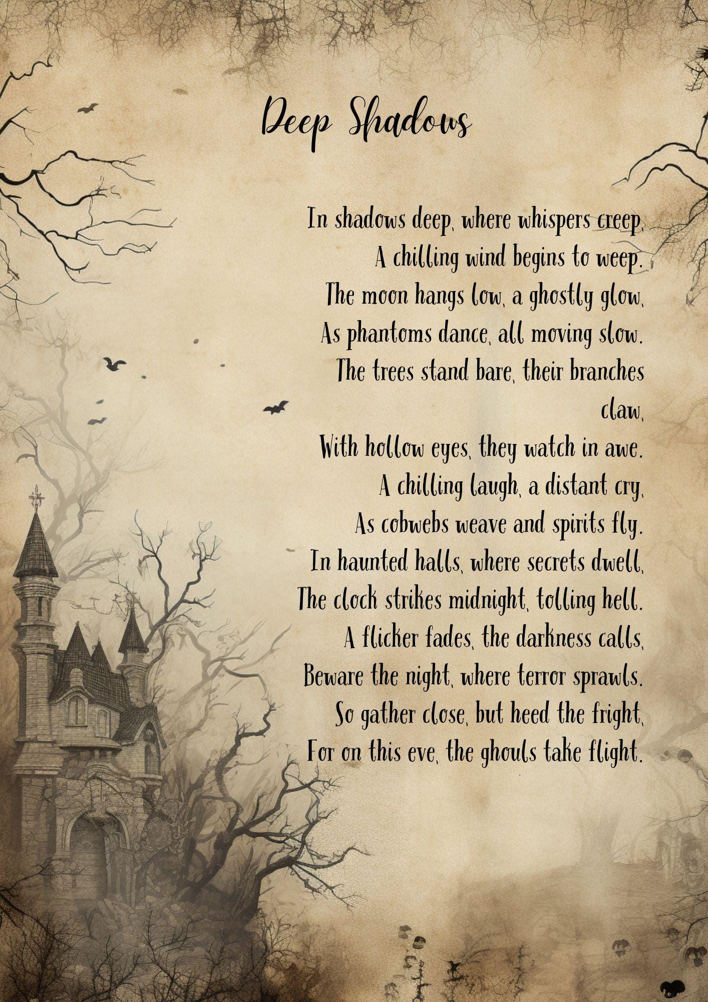 Deep Shadows Printable Poem - Etsy