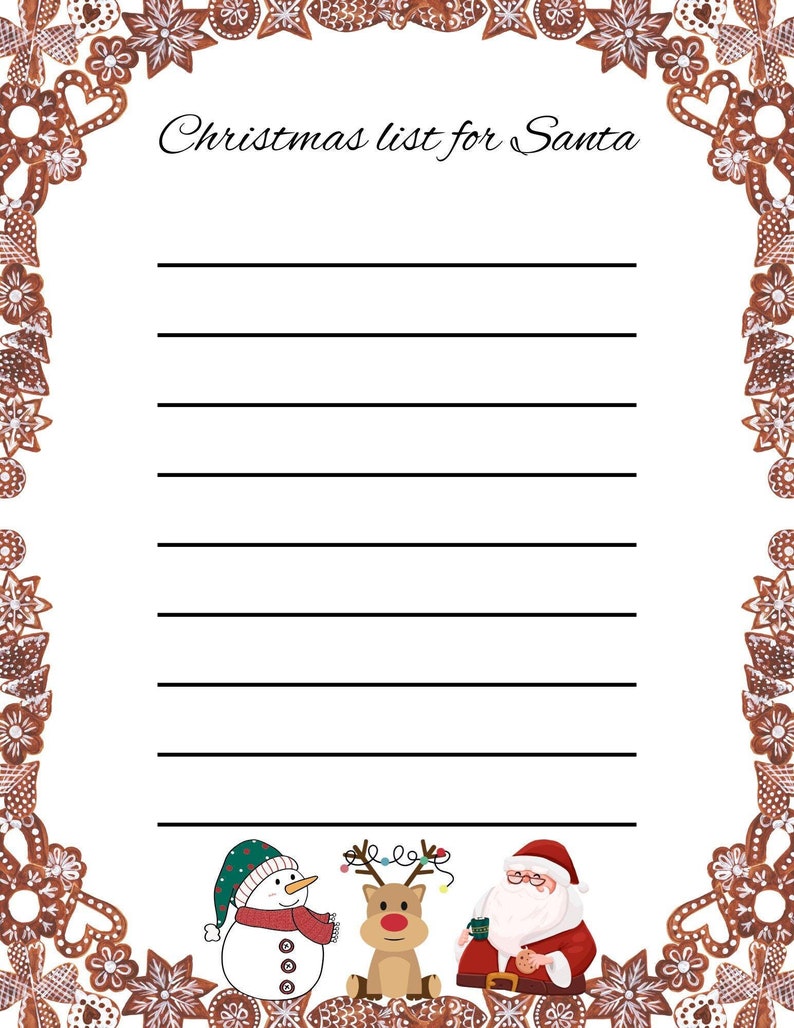 Christmas List for Santa for a Girl - Etsy