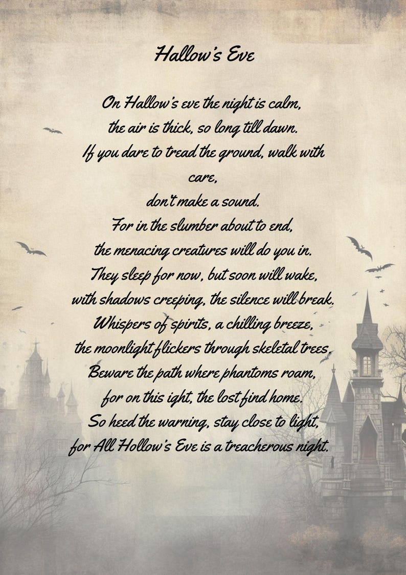 Hollow's Eve Printable Poem - Etsy