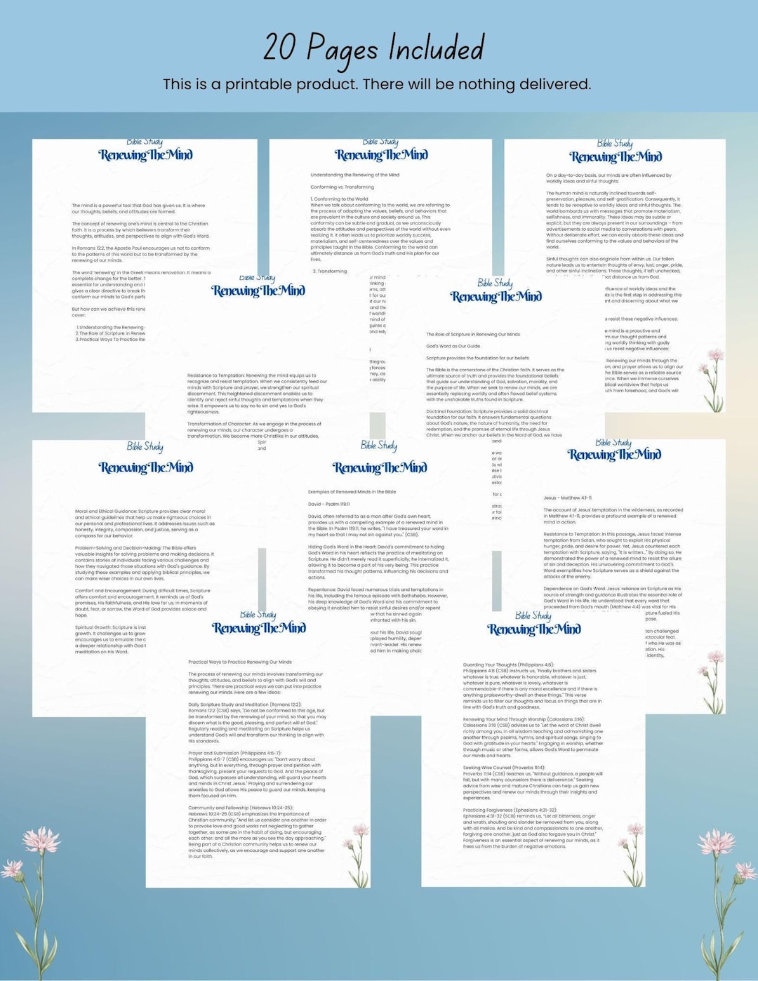 Bible Study - Renewing the Mind - 20 Pages - Etsy