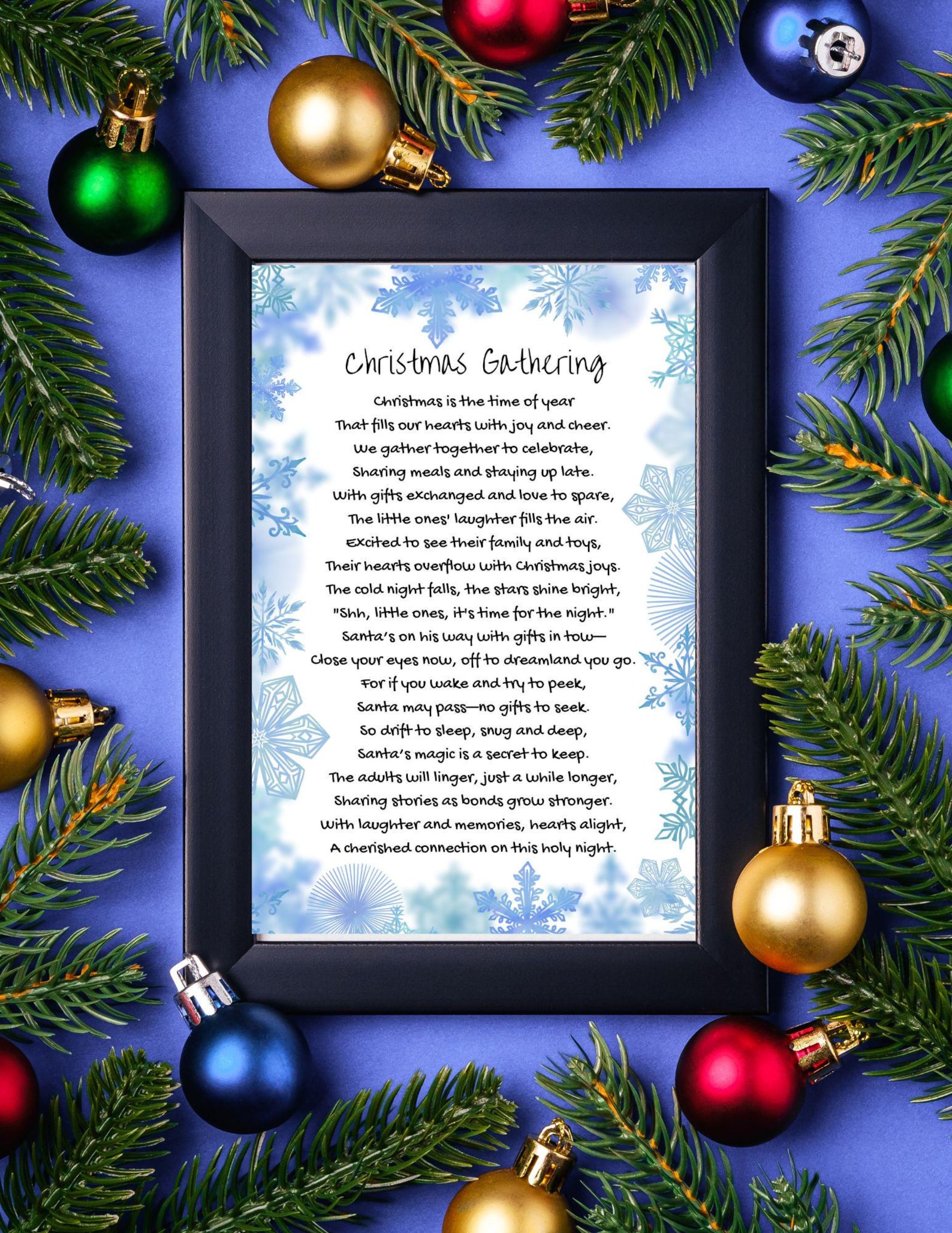 Christmas Gathering Poem Print - Holiday Poetry Wall Art - Seasonal ...