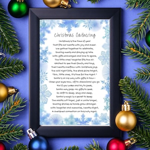 Christmas Gathering Poem Print - Holiday Poetry Wall Art - Seasonal ...