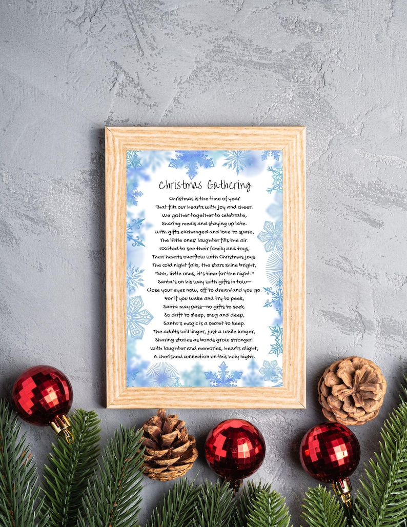 Christmas Gathering Poem Print - Holiday Poetry Wall Art - Seasonal ...