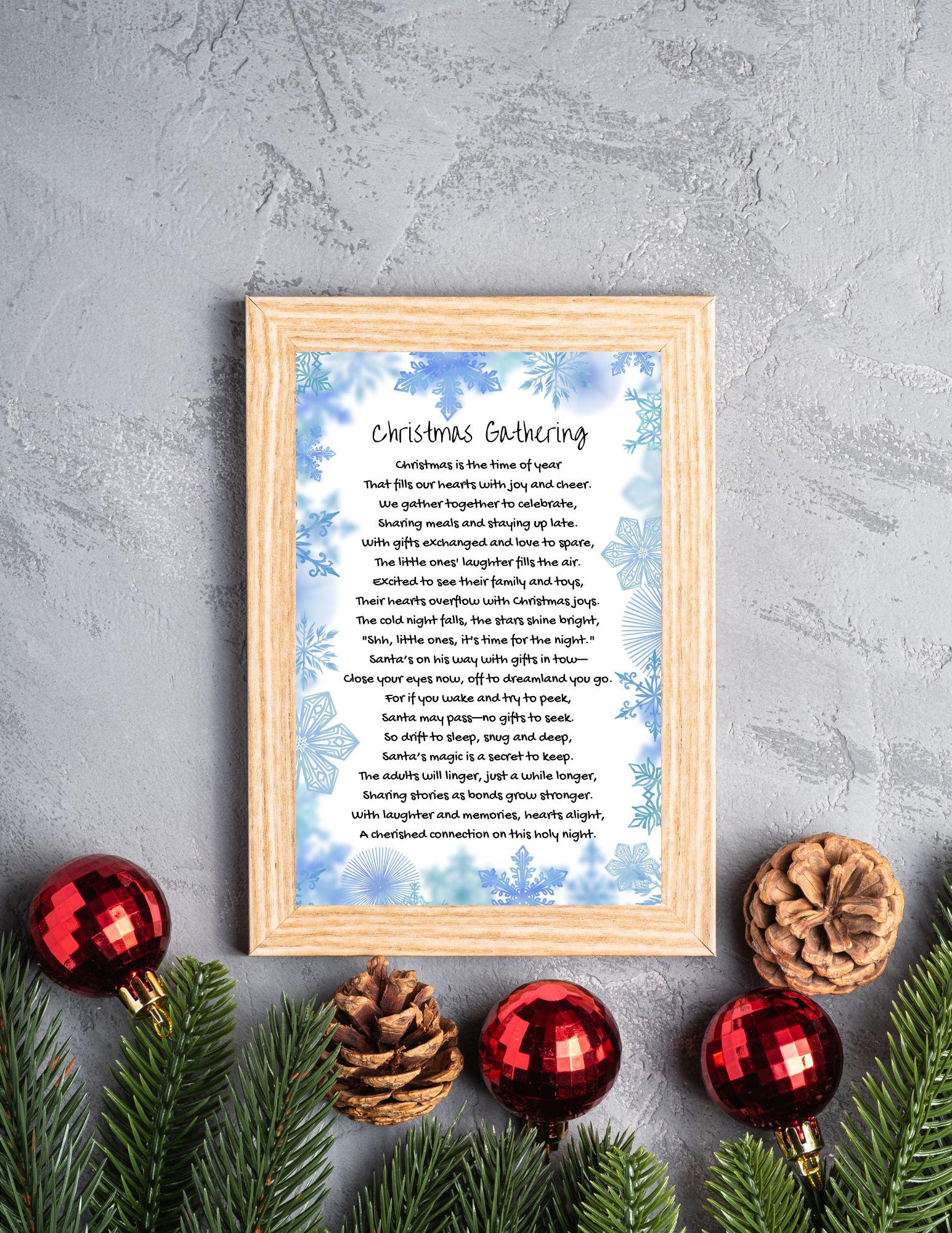 Christmas Gathering Poem Print - Holiday Poetry Wall Art - Seasonal ...
