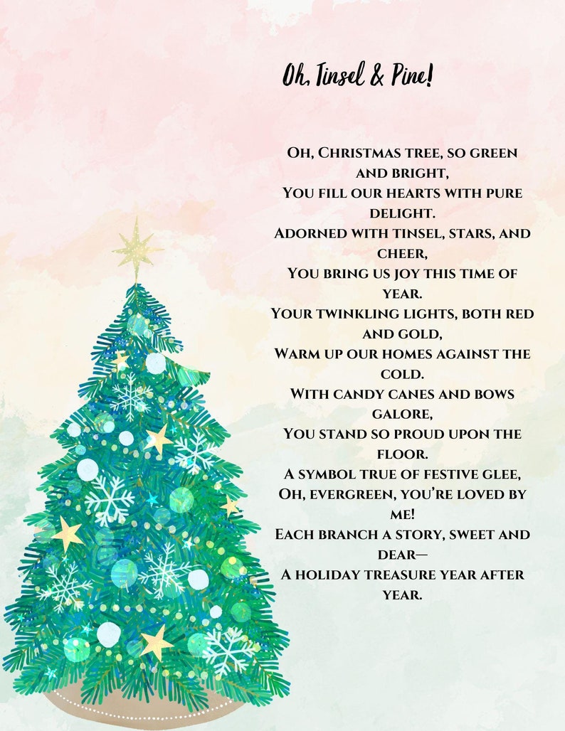 Oh, Tinsel & Pine! A Christmas Poem - Etsy