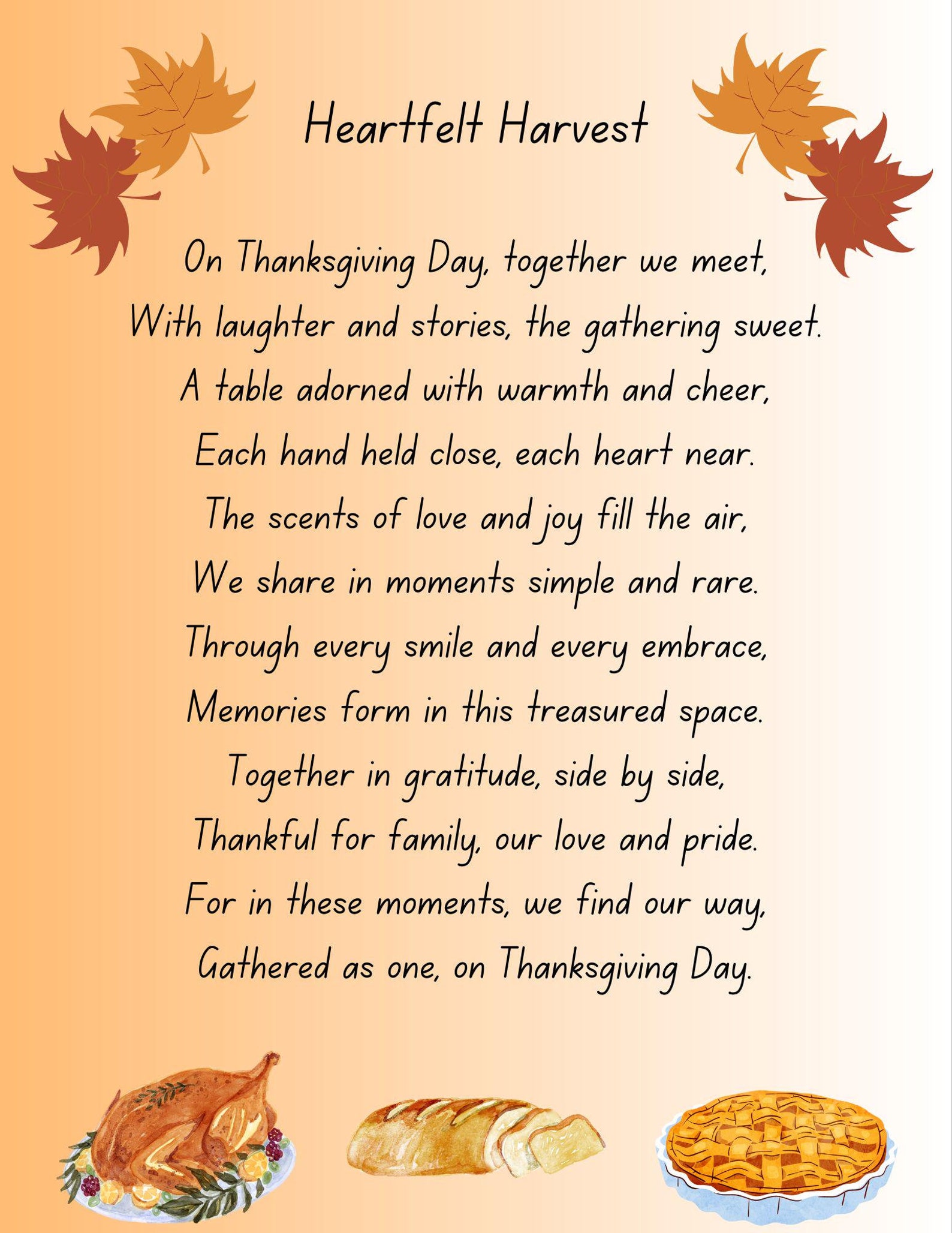 Heartfelt Harvest Thanksgiving Poem - Etsy