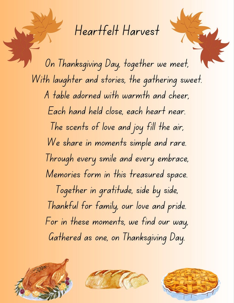 Heartfelt Harvest Thanksgiving Poem - Etsy