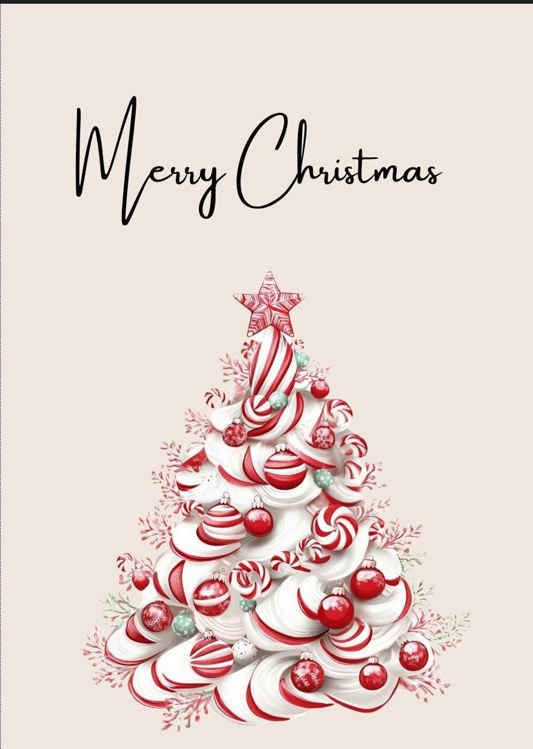 Printable Peppermint Tree Christmas Card - Instant Download - Etsy