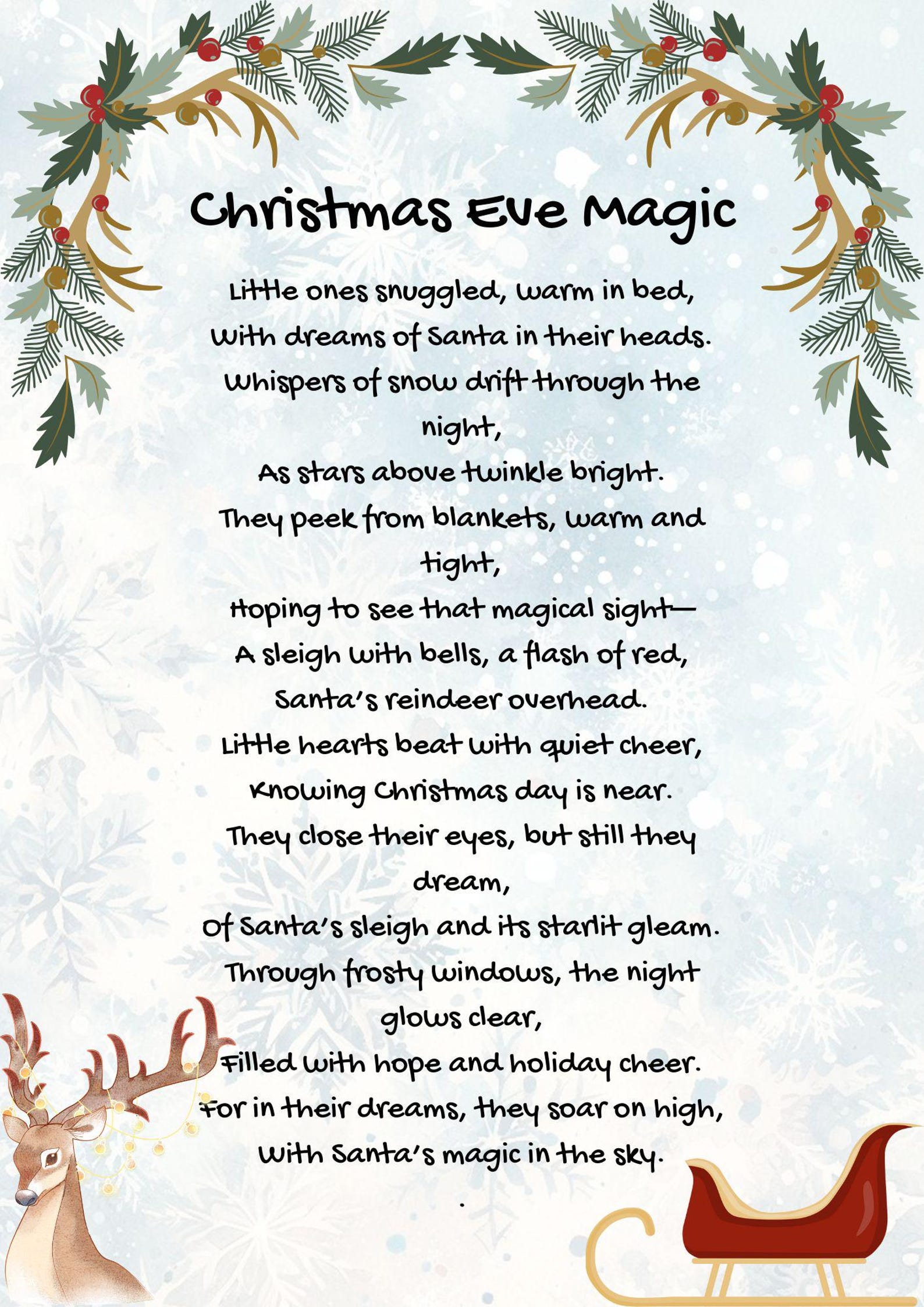 Christmas Eve Magic Printable Poem 8.5x11 & A4 Portrait - Etsy