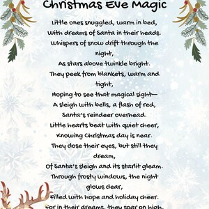 Christmas Eve Magic Printable Poem 8.5x11 & A4 Portrait - Etsy