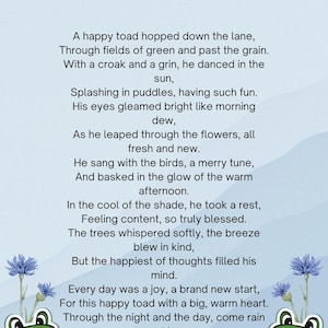 The Happy Toad Poem 8.5x11, 8.5x14 and A4 Options - Etsy