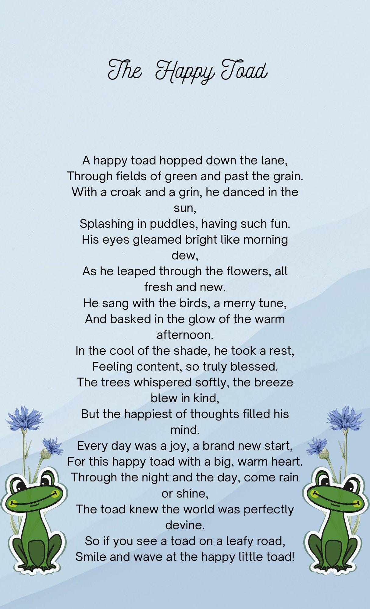 The Happy Toad Poem 8.5x11, 8.5x14 and A4 Options - Etsy