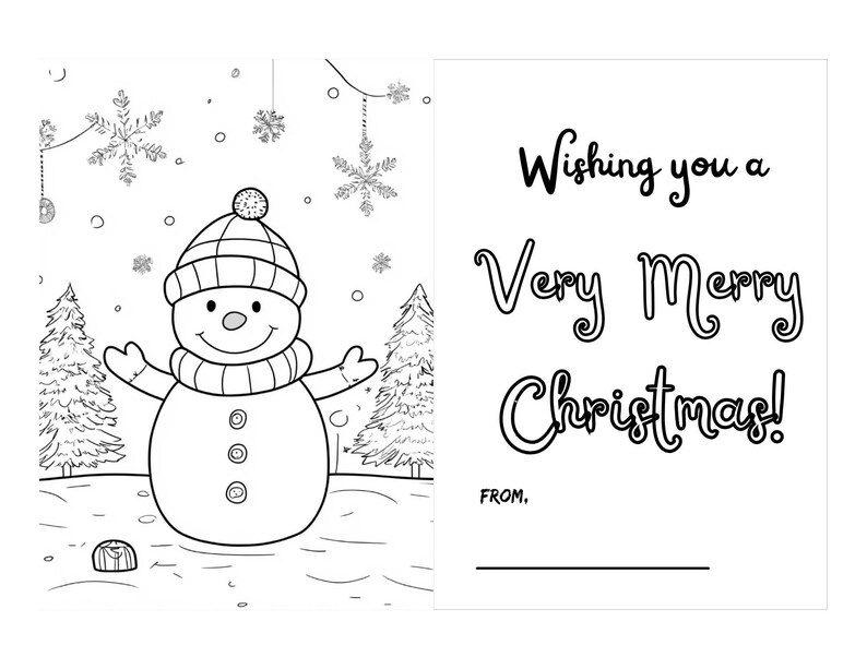 Christmas Coloring Cards Set of 5 - Etsy