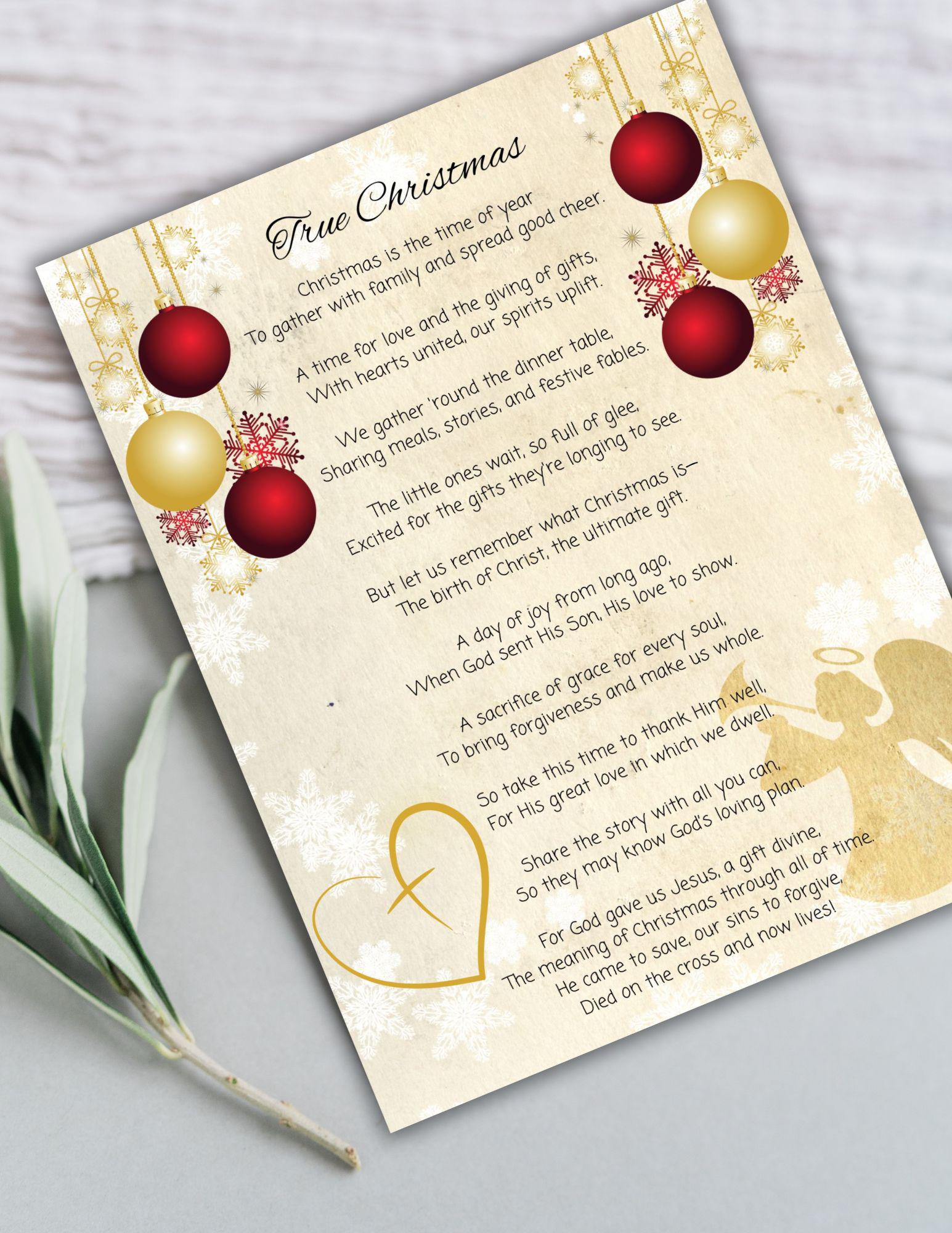Handwritten True Christmas Poem - Unique Gift for the Season - Etsy