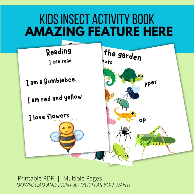 Bugs From the Garden Printables, Insect Activity Book, Colouring ...