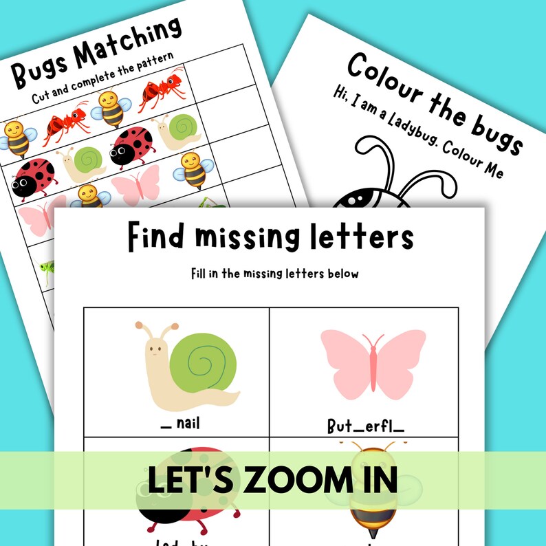 Bugs From the Garden Printables, Insect Activity Book, Colouring ...