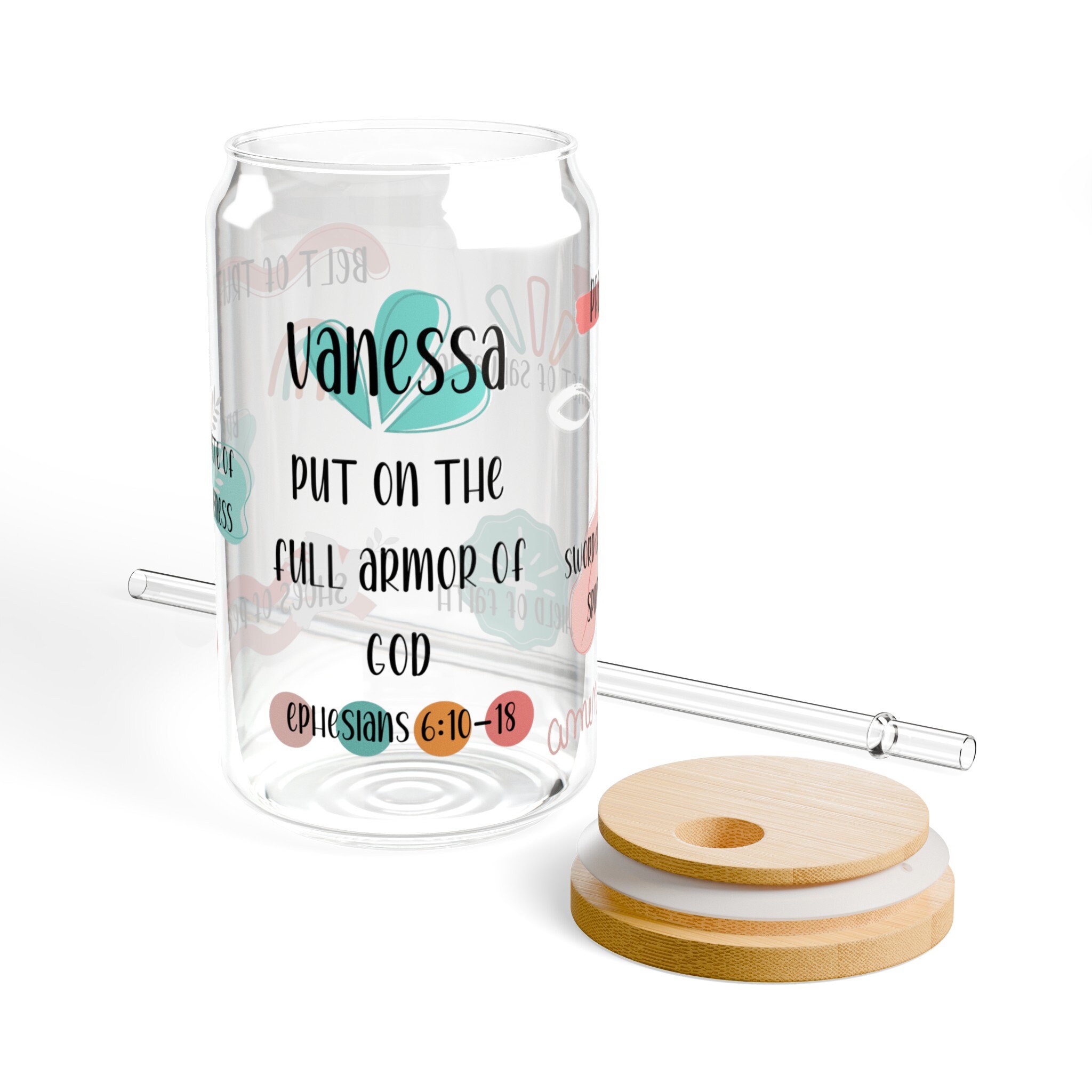 Custom Full Armor of God Bible Verse Glass Shaped Can for Christians ...