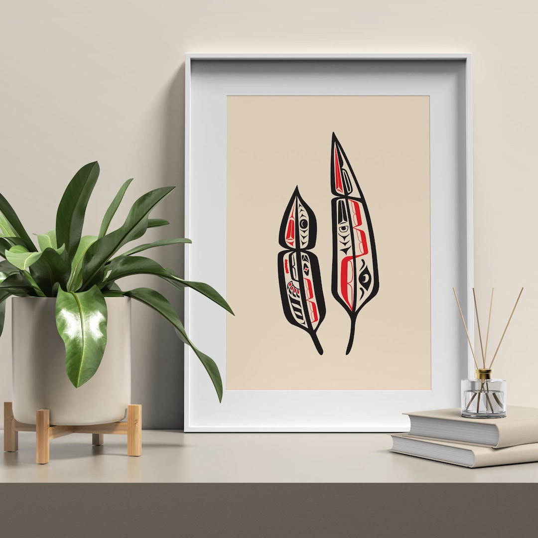 Indigenous Feather Art Print Design, High-resolution Tribal Decor ...