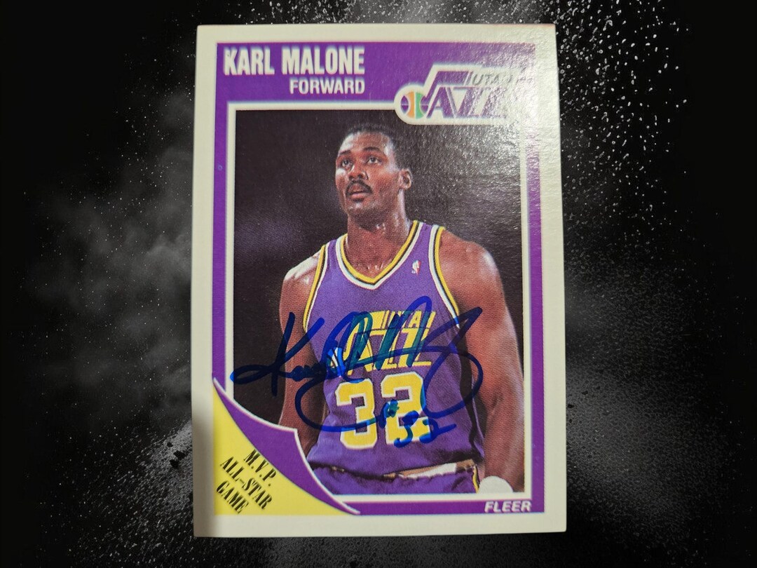 Karl Malone Utah Jazz Autographed Card - Etsy