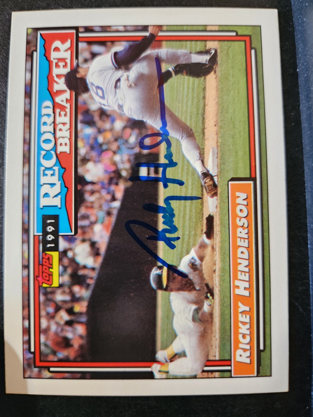 Rickey Henderson Record Breaker Autographed Card - Etsy