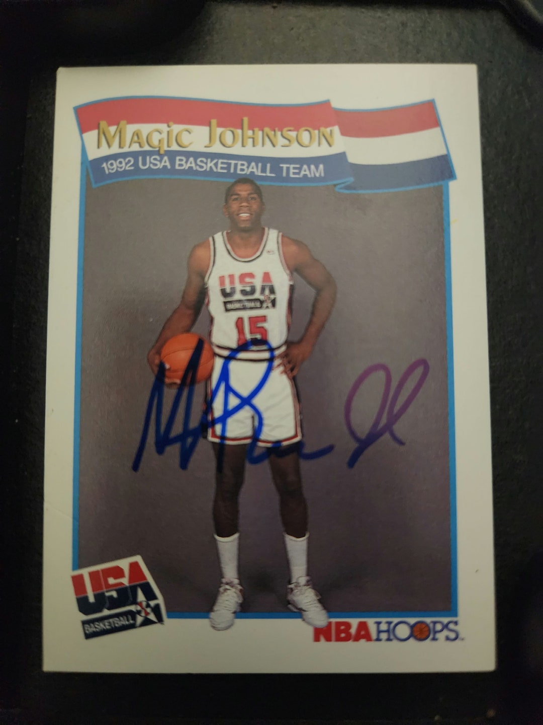 Magic Johnson Usa Team Autographed Card - Etsy