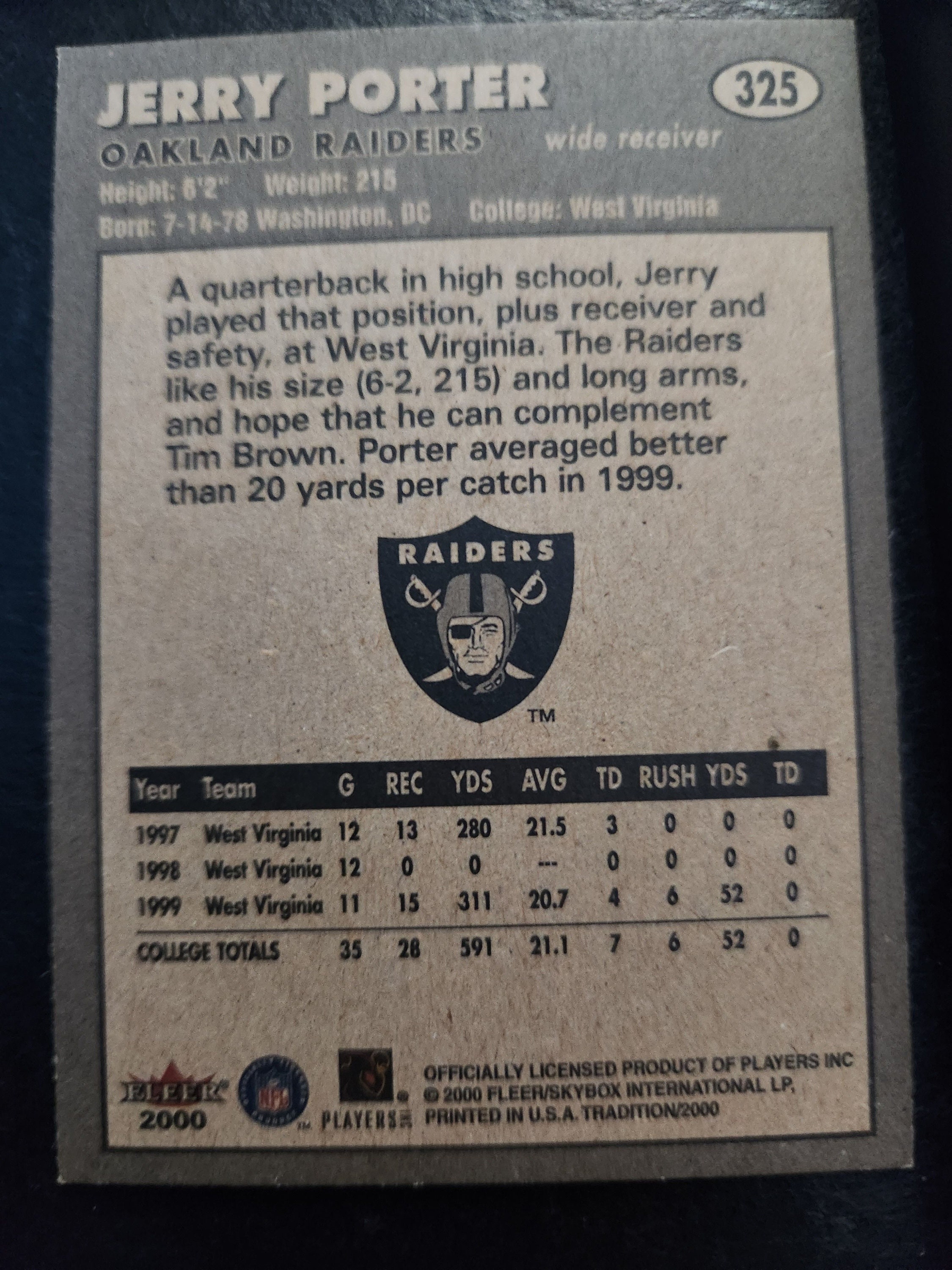 Jerry Porter Autographed Card - Etsy