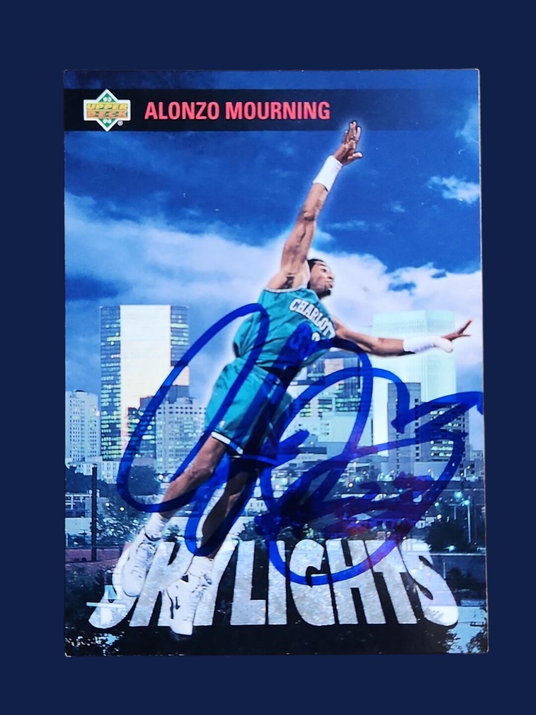 Alonzo Mourning Sky Lights Hornets Autographed Card - Etsy