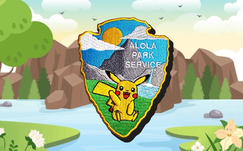 POKEMON PIKACHU National PARK Embroidered Velcro Patch Set Rubber ...