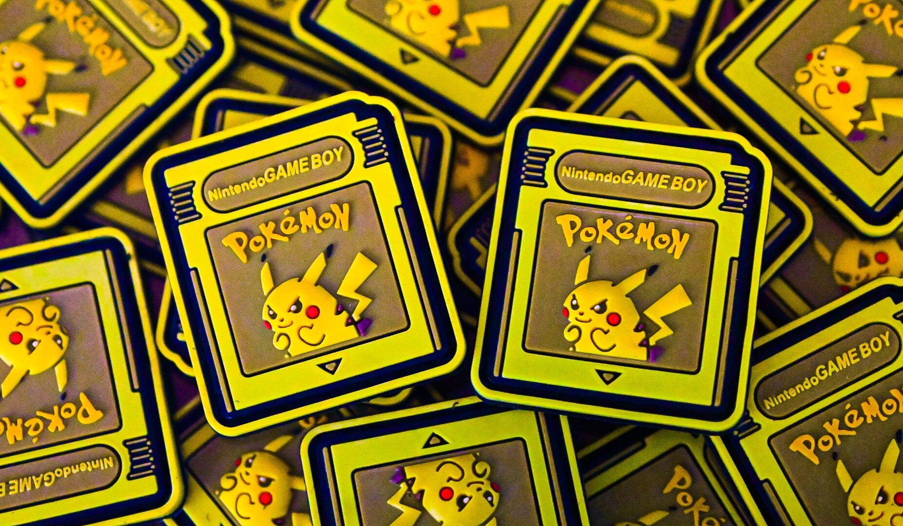 POKEMON GAMEBOY YELLOW Pikachu 2-pcs Velcro Patch Set Rubber Ranger ...