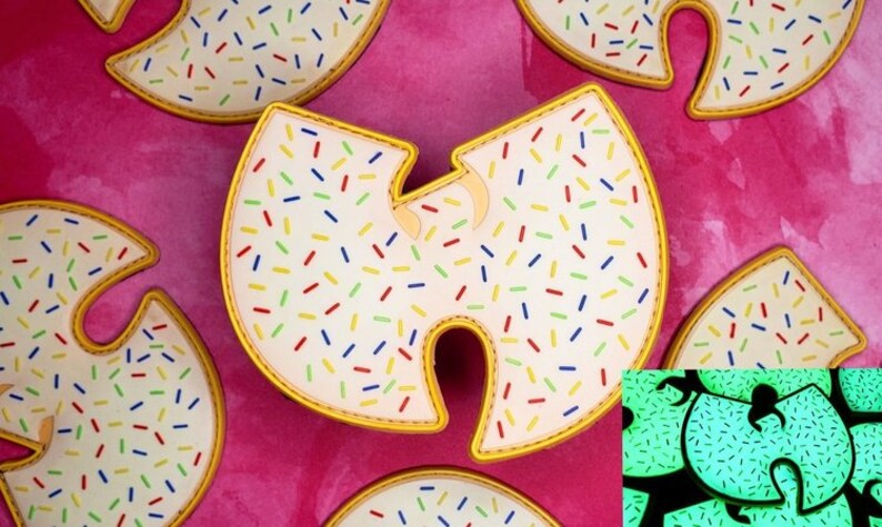 WU TANG White Glow Donut PVC Rubber Velcro Patch Set Rubber Ranger Eyes ...